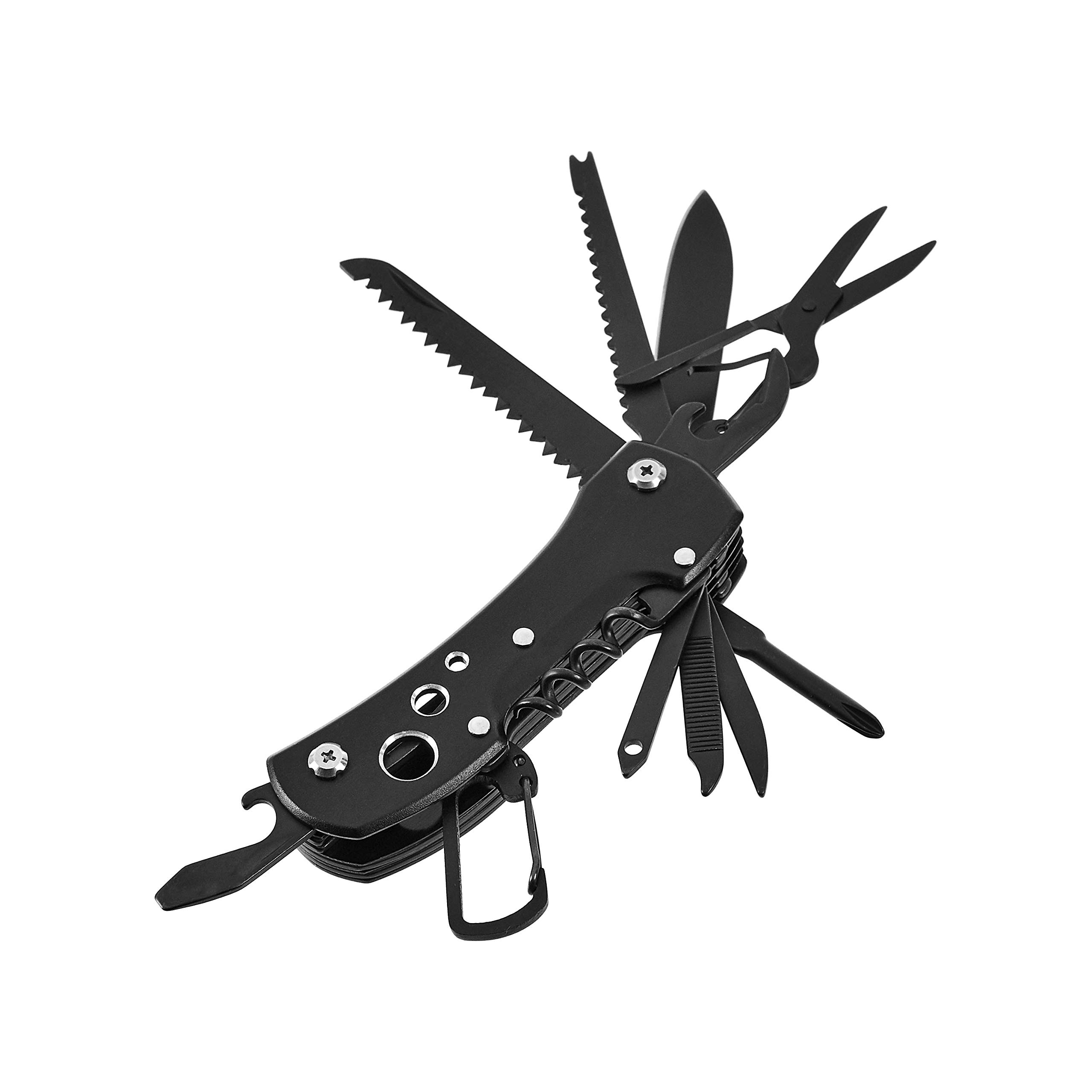 Amazon Basics 15-in-1 Stainless Steel Multitool Pocket Knife with Sheath, Black