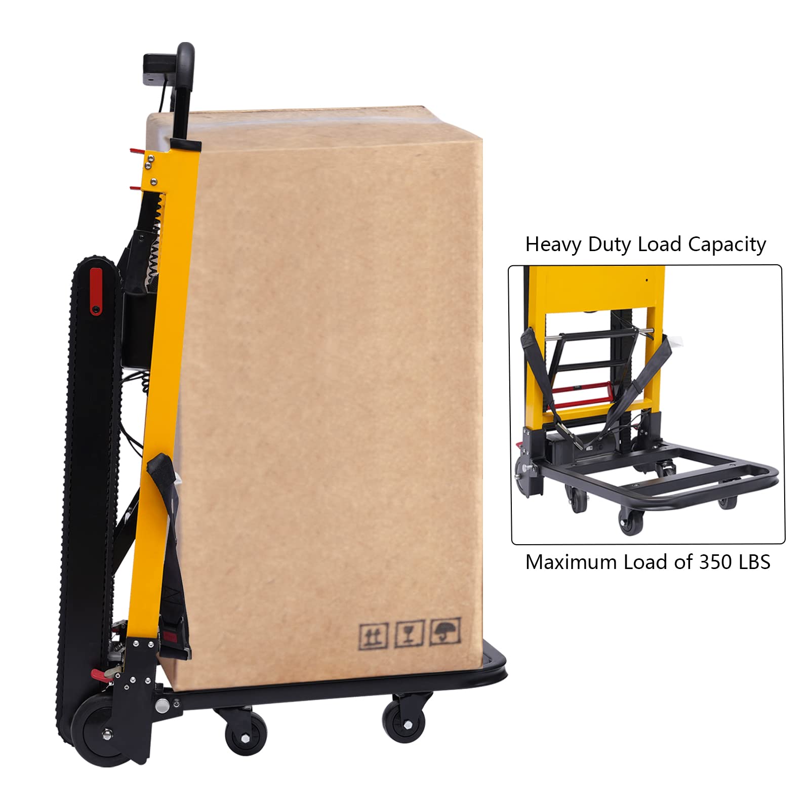 VPABES Electric Folding Stair Climbing Hand Truck, Cart Dolly 350lbs Max Load, Heavy Duty Stair Climber Cart Hand Trolley Moving Dolly with 6 Wheels Battery Powered