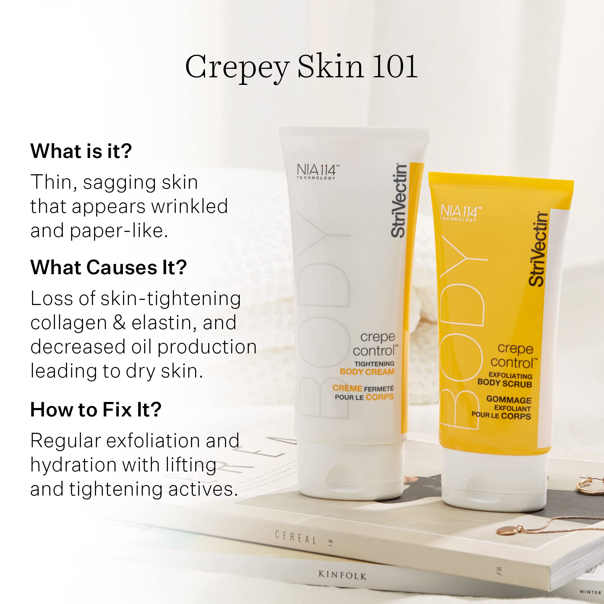 StriVectin Tighten & Lift Crepe Control Exfoliating Body Scrub, Targets Crepiness and Rough, Dull Skin, 5 Fl Oz, white