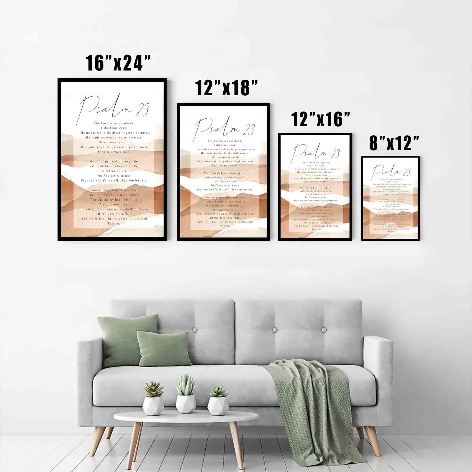 Abstract Wall Art Psalm 23 Bible Verse Wall Art Print Christian Psalm Print Neutral boho Nursery Modern Scripture Printable 16"x24" For home,children's room,game room,reading room wall decor