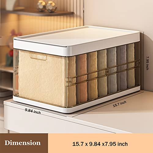Clothes Drawer Organizer, Wardrobe Clothes Organizer for Folded Clothes, Closet Organizers and Storage for Jeans, T-shirts, Underwear, Thin Blanket, Stackable& Slideable( None Grid+7Grids+9Grids)