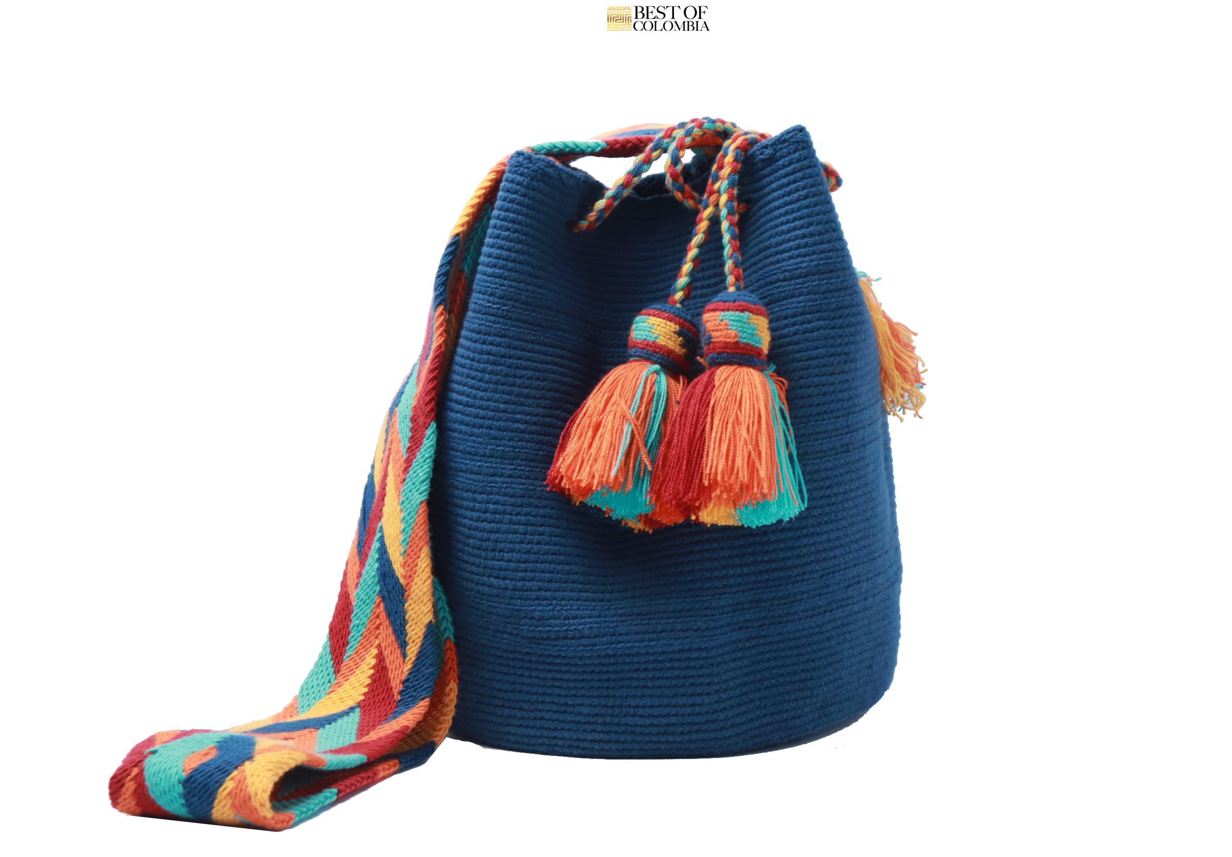 Blue Jean HandWoven Wayuu Mochila Bag LARGE - Crossbody Crochet Purse