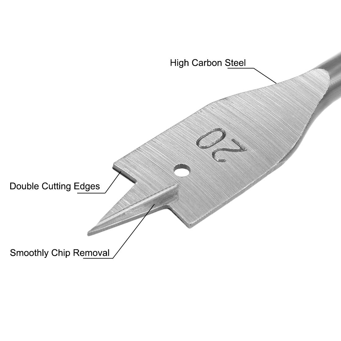 uxcell Spade Drill Bits for Wood Paddle Flat Bit 10 12 16 18 20 25 mm Hex Shank for Woodworking DIY Cutter Tool, High Carbon Steel 6in1 Set
