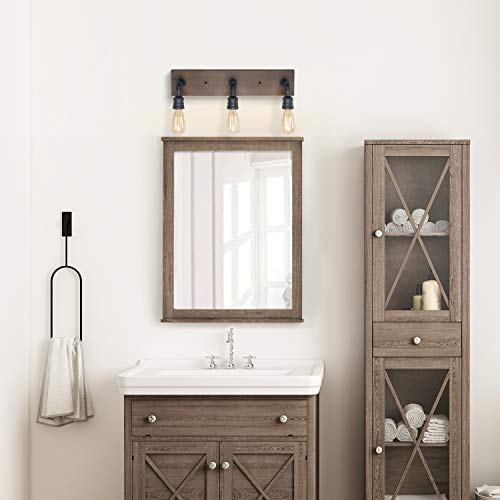 LNC Bathroom Light Fixture, Farmhouse 3-Light Vanity Lights, Wall Sconce Black Wall Lamp Industrial Bathroom Wall Lighting