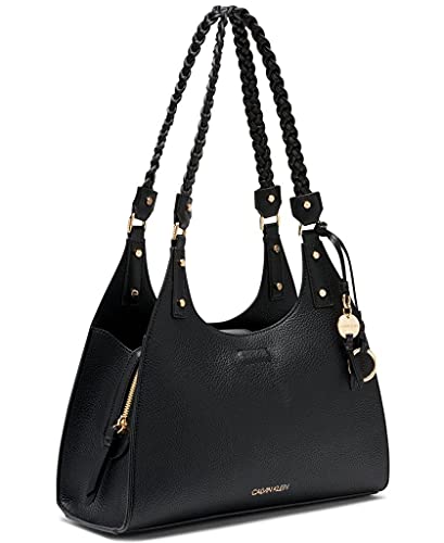 Calvin Klein Shelly Novelty Satchel, Black/Gold