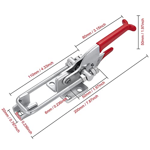 Accessbuy Self-Lock Large Toggle Latch, 2000Lbs Holding Capacity, Adjustable U-Bolt Heavy Duty Toggle Latch Clamp for Machine,Smoker lid,Tire Carrier and More (7.87 inch)