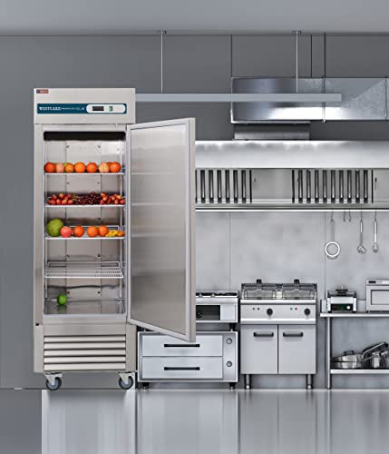 WESTLAKE 27" W Commercial Refrigerator Stainless Steel Reach in Solid Single Door Upright Fan Cooling 23 Cu.ft Cooler for Restuarant, Bar, Shop, etc