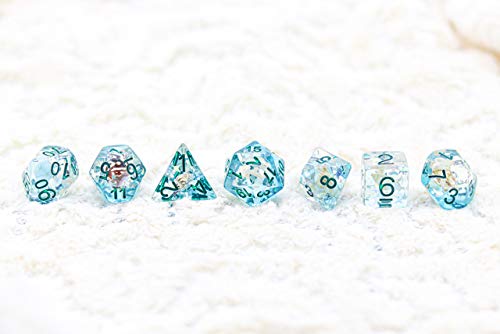 Blue Ocean of Seashell DND Dice Set for Dungeons and Dragons Gifts, D&D, D and D, Pathfinder, Accessories, D20, Polyhedral, Resin Dice, Metal, Dice Tray, Tower, Bag, Box