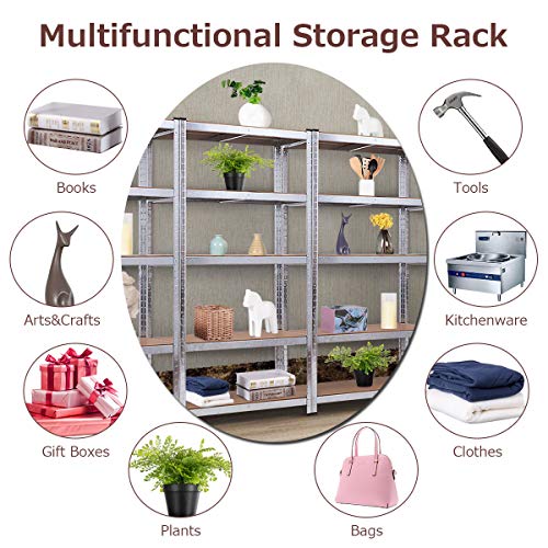 GOFLAME 5-Tier Storage Shelving Rack, Height Adjustable Shelves Heavy Duty with Steel Frame, Display Rack for Books, Clothes 36"x 16"x 72β, Silver
