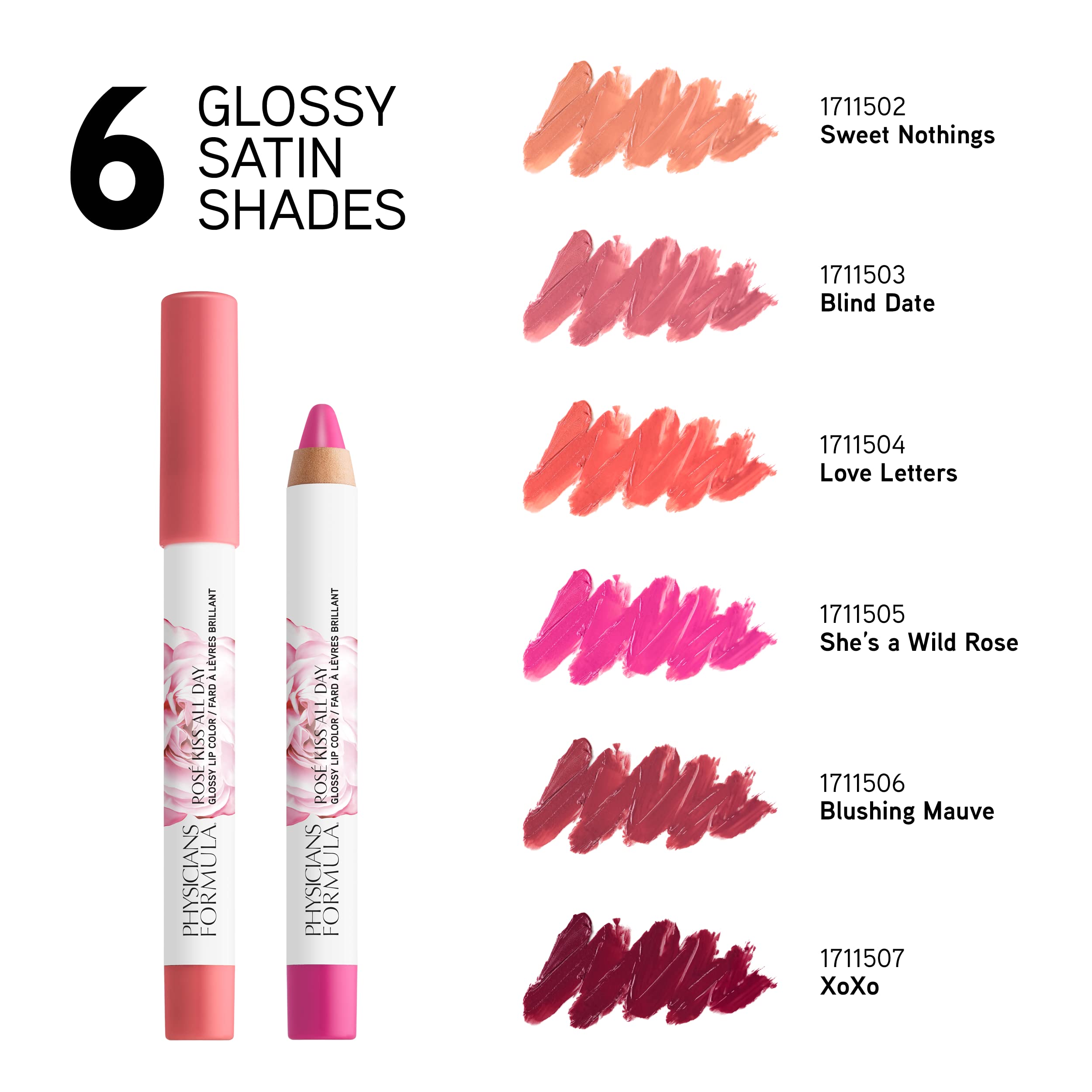 Physicians Formula Rosé Kiss All Day Glossy Lipstick Lip Color Makeup, Red Xoxo | Dermatologist Tested, Clinicially Tested