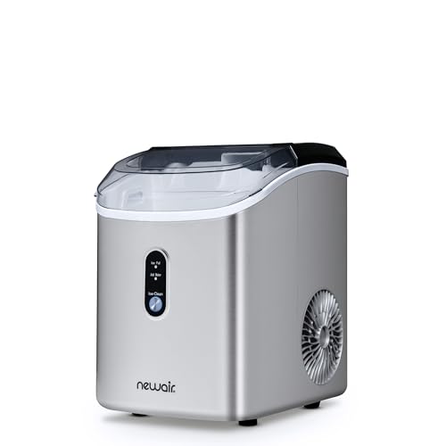 Newair Nugget Countertop Ice Maker Machine | 26 lbs. | Sonic Ice Maker in Stainless Steel, Self-Cleaning Function, Refillable Water Tank, Perfect Canes Ice for Kitchens, Offices, Home Coffee Bars