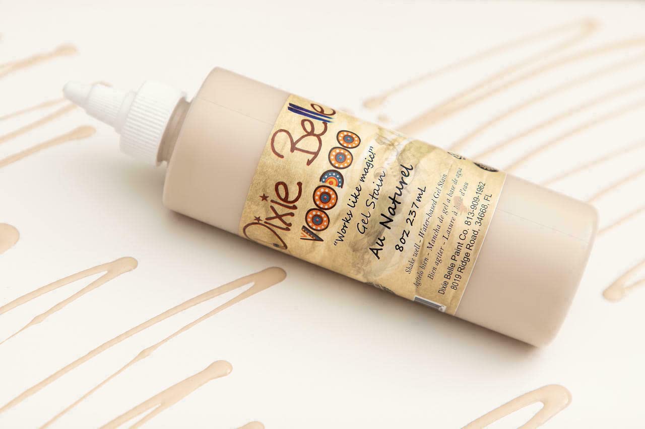 Dixie Belle Voodoo Gel Stain | Au Naturel | Natural Grain Water-Based Stain for Wood Projects | Made in The USA | Wood Grain Enhancer | 8 Fl Oz