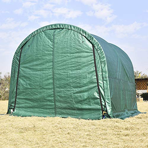 Bestmart Heavy Duty Carport with Zipper Portable Garage Outdoor Storage Shed Canopy Green,10x10ft