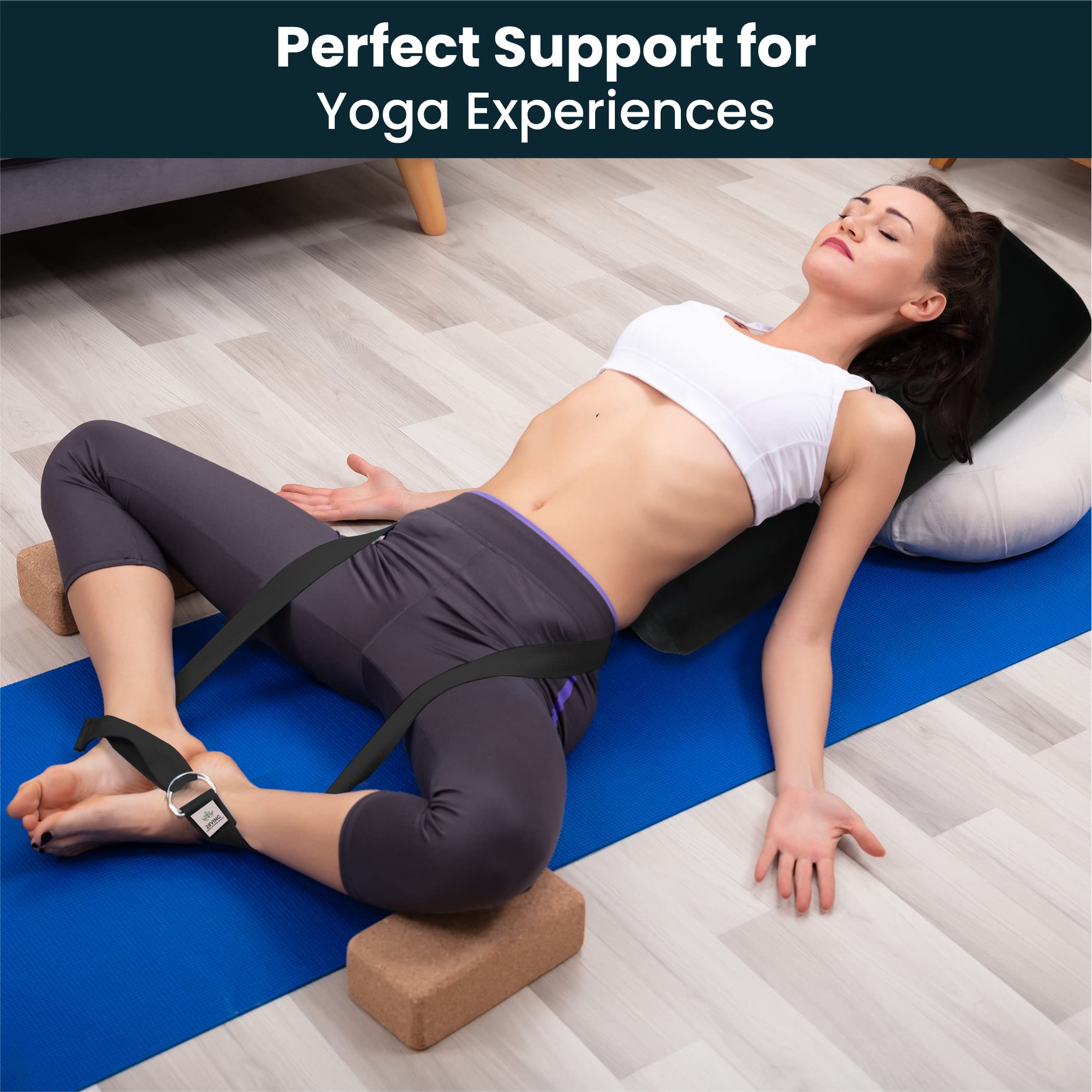 2Living Yoga Set Includes - Yoga Bolster (Yoga Pillow), Yoga Strap, and E-book