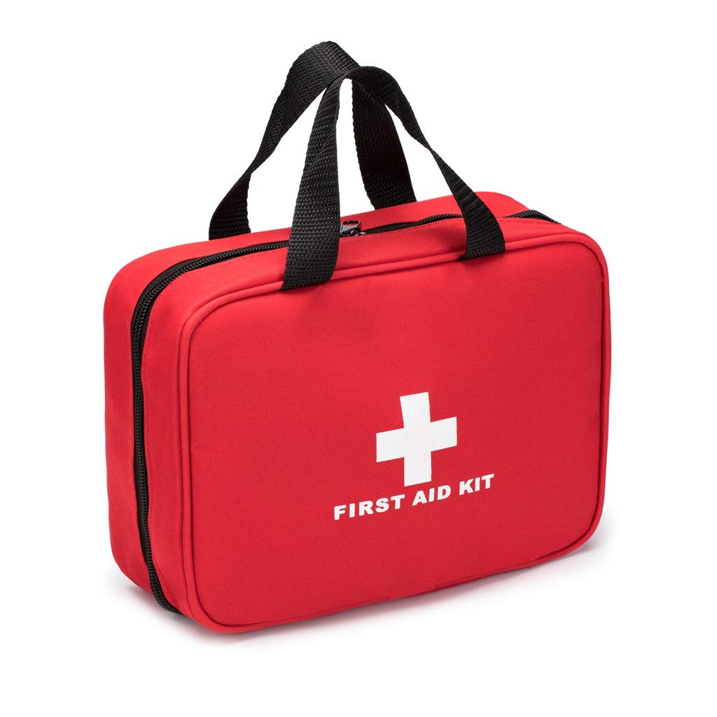 Jipemtra Red First Aid Bag Empty Travel Rescue Pouch First Responder Storage Compact Survival Medicine Bag for Car Home Office Kitchen Sport Outdoors