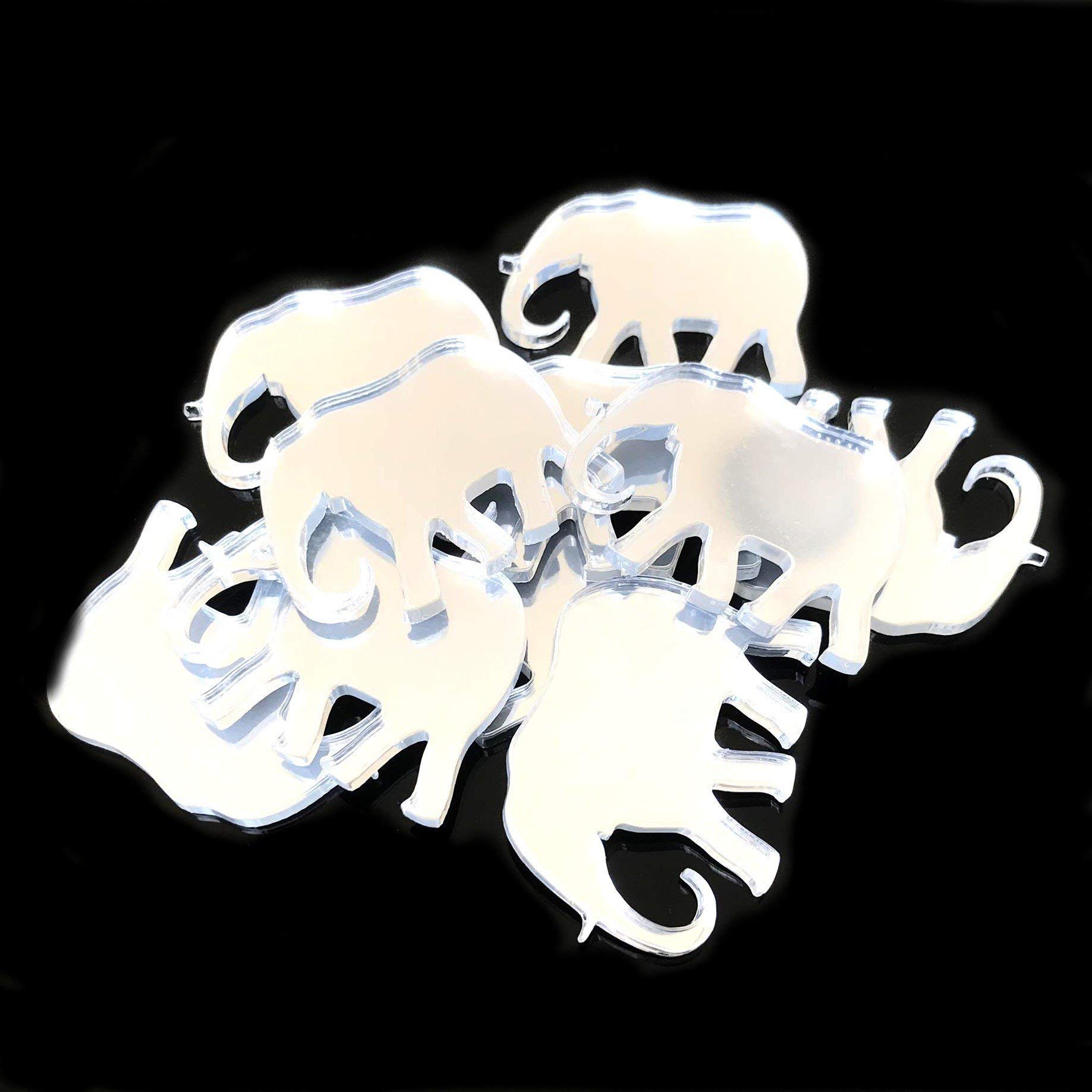 Super Cool Creations Elephant Shaped Crafting Mirrors, Set of 10, Many Colours, Shatterproof Acrylic, Gold Mirror, Pack of 20 x 2cm