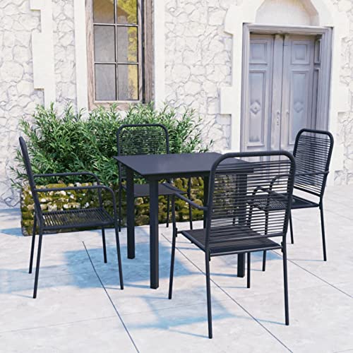Camerina 5 Piece Patio Dining Set Patio Table and Chairs Set Outdoor Patio Dining Set Outdoor Patio Furniture Patio Set Black Glass and Steel 3060208