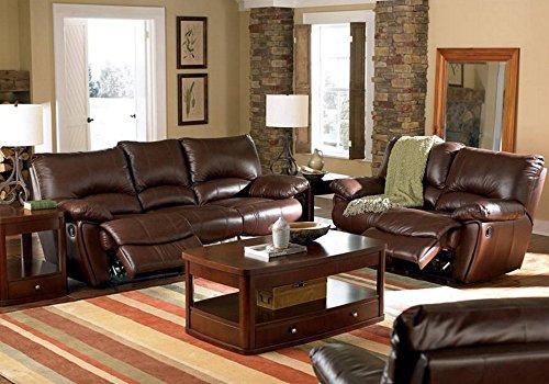Coaster Clifford Casual Dark Brown Faux Leather Upholstered Double Reclining Sofa (CO-600281), 39" L x 88" W x 38" H