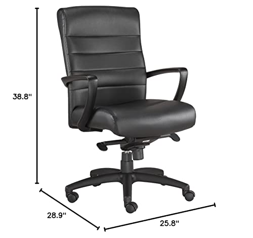 Eurotech Seating Manchester Mid Back Leather Chair, Black