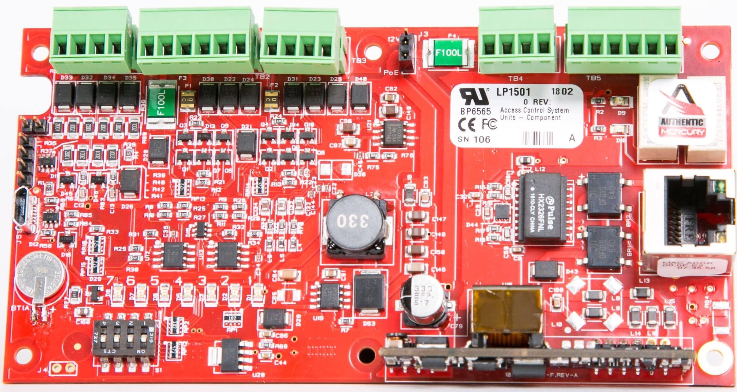 MERCURY SECURITY LP1501 PoE+ Edge-Capable Intelligent Controller (2 Readers, 2 Inputs, 2 Outputs)