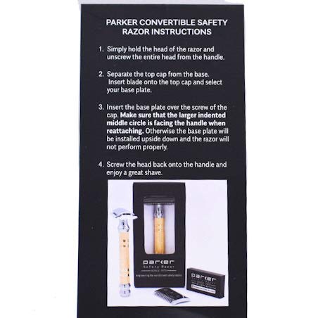 Parker THE CONVERTIBLE 69CR Duel Head Double Edge Safety Razor with Both Open and Closed Comb Heads Included to Customize your Shave, Includes 5 Parker Blades too