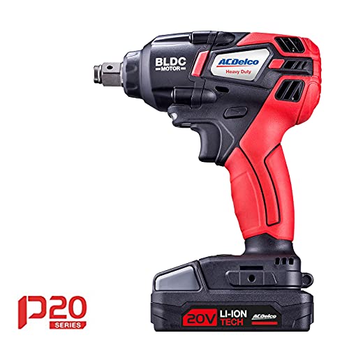 ACDelco ARI20174-PM P20 Series 20V Cordless Li-ion 1/2β 369 ft-lbs. Heavy Duty Brushless Impact Wrench Tool Kit