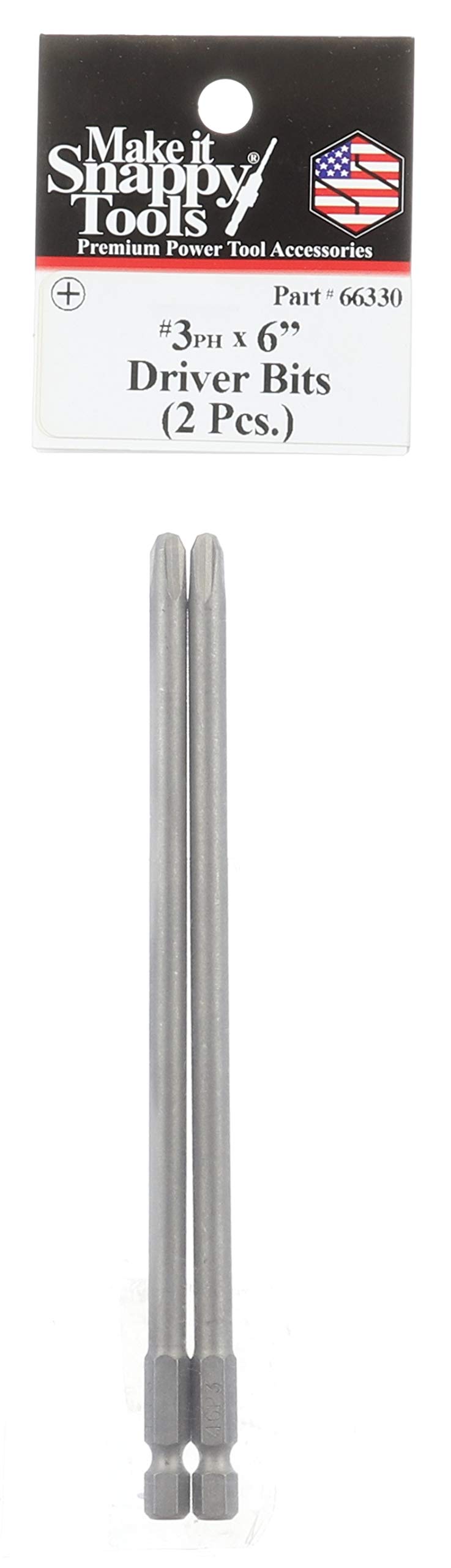 Make it Snappy Tools #3 x 6 Inch Phillips Driver Bits (2 Pcs.) #66330
