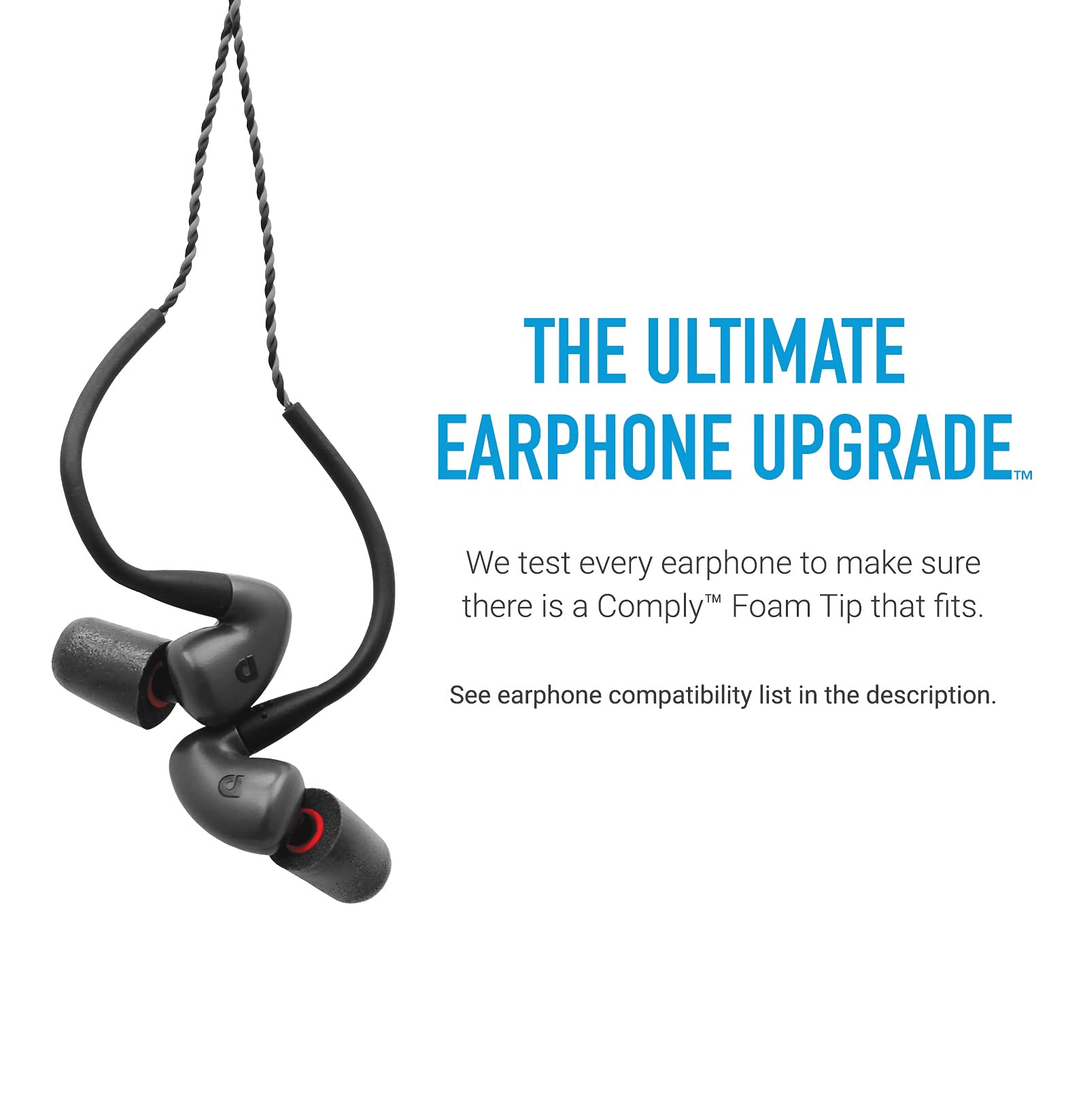 Comply Professional Noise Isolating Earphone Tips for NuForce, ISOtunes PRO, Q-Jays, Etymotic Research, Westone, Shure & More P-Series Memory Foam Replacement Earbud Tips (Medium, 3-pairs)