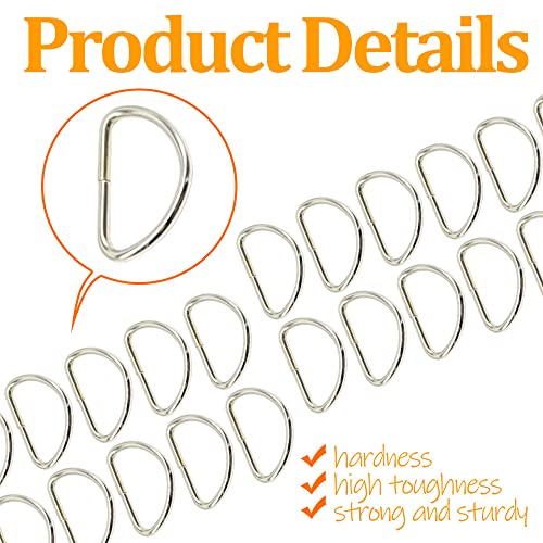 Hocansen 100 Pieces D Rings 15mm Metal D Ring Buckle Clips Sewing Accessories for Hand DIY Hardware Bags (15mm/D)