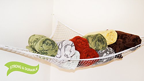 Enovoe Stuffed Animal Toy Hammock - Hanging Storage Net - Toy Organizer for Clean, Organized and Orderly Room - Comes with an E-Book - Durable and Easy to Install - Nylon and Polyester (White)