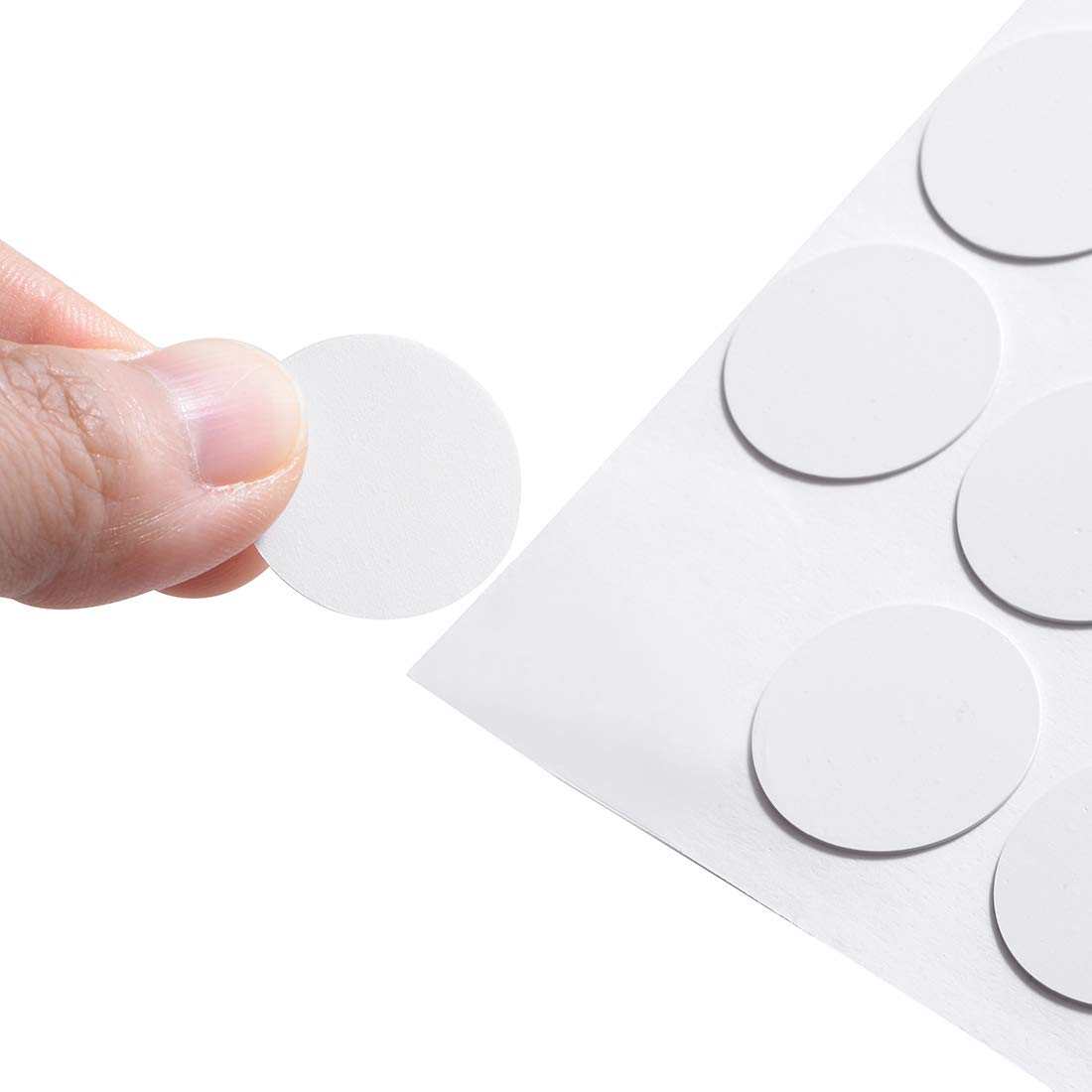 uxcell Screw Hole Covers Stickers Textured Plastic Self Adhesive Stickers for Wood Furniture Cabinet Shelve Plate 21mm Dia 162pcs in 3Sheet White