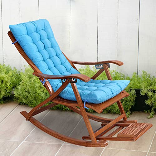 Lounge Chair Cushion with 6 Ties, Thick Rocking Chair Cushion with Peal Wool Filling, Indoor Outdoor Solid Color Patio High Seat Back Chair Cushion, No Chair, Light Blue-40x108CM/16x43IN