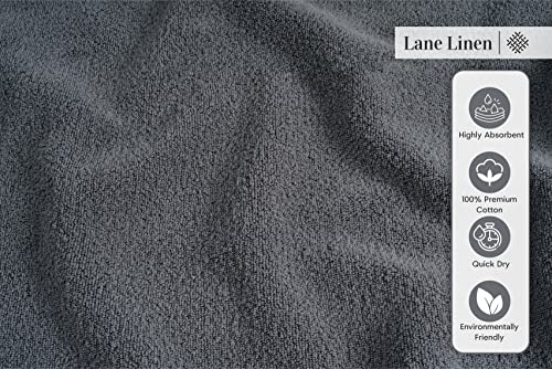 LANE LINEN Luxury Bath Towels Set - 3 Piece 100% Cotton Bathroom Towels, Quick Dry, Extra Aborbent, Super Soft Towels Set 1 Hand Towel, 1 Wash Cloths, 1 Bath Towel, Space Grey