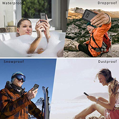 Lanhiem Samsung Galaxy S8 Case, IP68 Waterproof Dustproof Shockproof Case with Built-in Screen Protector, Full Body Sealed Underwater Protective Clear Cover for Samsung S8 (Black)