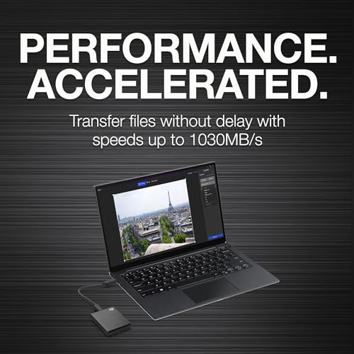 Seagate One Touch SSD 1TB External SSD Portable – Black, speeds up to 1030MB/s, 6mo Mylio Photo+ subscription, 6mo Dropbox Backup Plan and Rescue Services (STKG1000400)