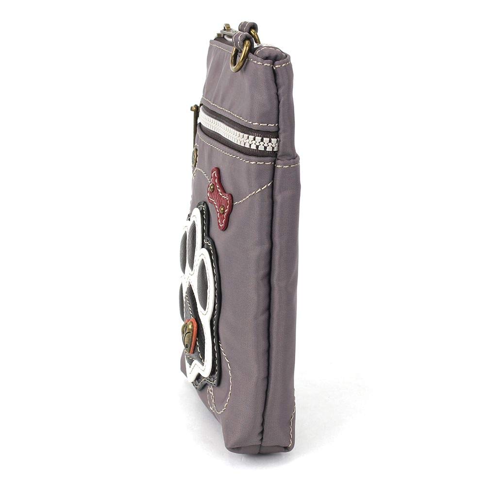 Chala Group Chala Handbags Paw Print Venture Cellphone Crossbody Handbag RFID Protected Dog Mom, Gray