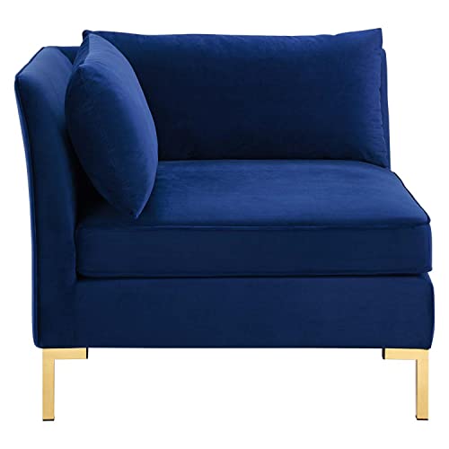 Modway Ardent 4-Piece Performance Velvet Sectional Sofa, Navy