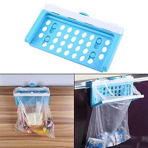 Plastic Garbage Bag Rack, Kitchen Garbage Bag Storage Rack, Folding Garbage Shelf Bag Fixing Bracket Hanging Trash Rubbish Storage Holder Trash Bin Garbage Bag for Kitchen Cupboard Door