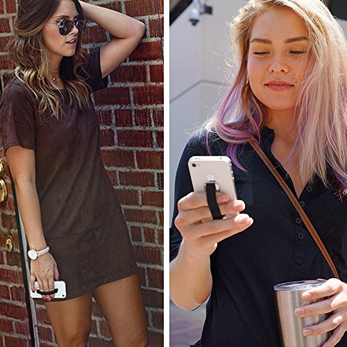LOVEHANDLE Phone Grip for Most Smartphones and Mini Tablets, Rose Paislies Design Colored Elastic Strap with Mauve Rose Base, LH-01RosePaislies