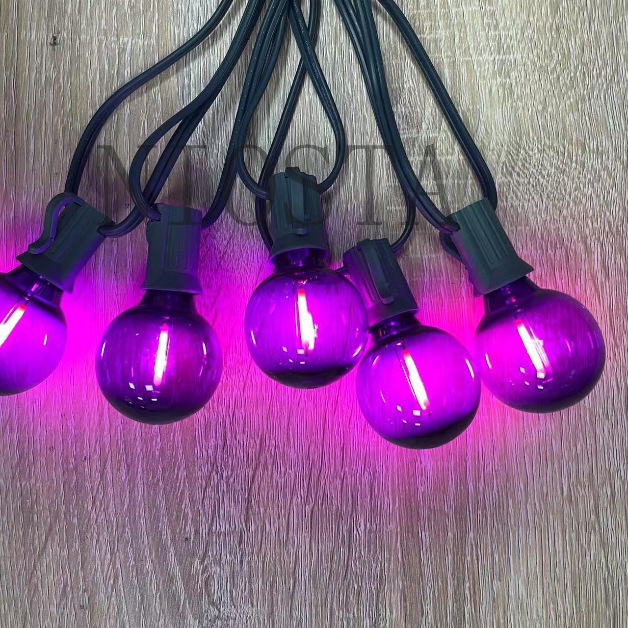 NIOSTA 25 Pack G40 LED Christmas Replacement Bulbs, Clear Purple Globe Light Bulbs for Outdoor String Lights, E12/C7 Candelabra Base, 0.7W LED Filament and Clear Shatterproof Plastic Material
