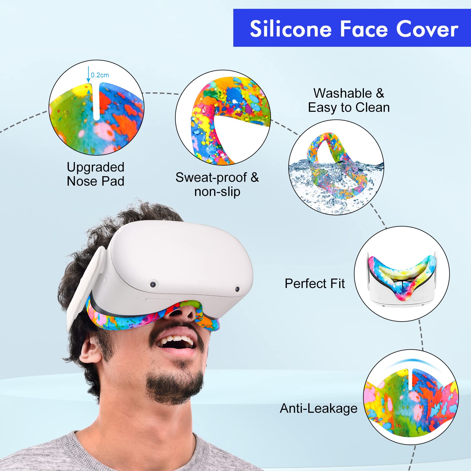 Accessories for Oculus Quest 2, YIZEIJOB Protective Silicone Cover Skin Set for Meta Quest 2 -Colorful