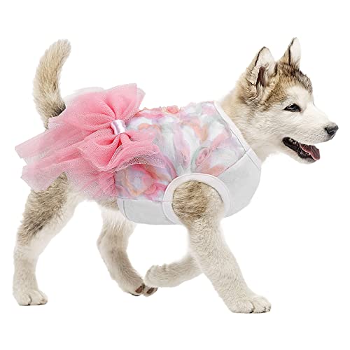 BOTEWO Pink Dog Dress Summer Sleeveless Pet Tutu Wedding Dresses Lovely Puppy Party Apparel Clothes(Pink,M)
