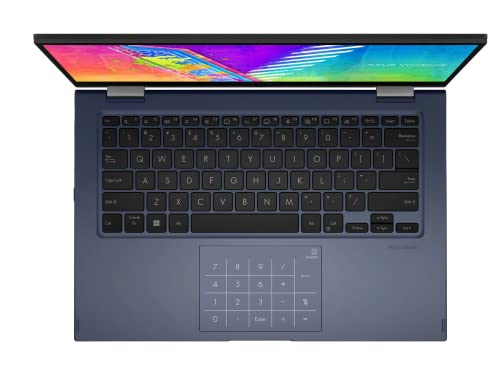 ASUS 2022 VivoBook Go 14 Flip Thin and Light 2-in-1 Touch Laptop, Intel Celeron N4500 Processor, 4GB RAM, 64GB eMMC Flash Memory, Intel HD Graphics, HD Webcam, Quiet Blue, Win 11 S, 32GB USB Card