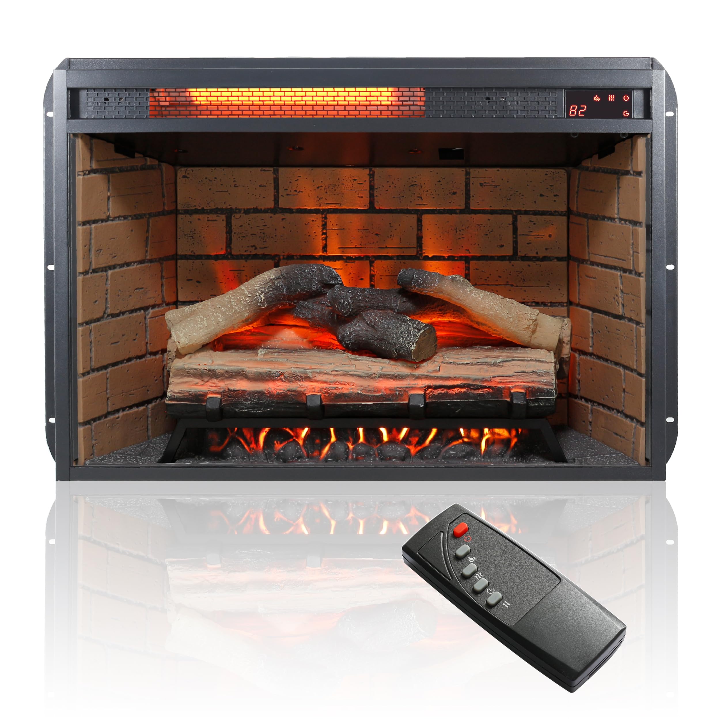 60" Electric Fireplace Entertainment Center with Door Sensor-Reclaimed Barnwood Color