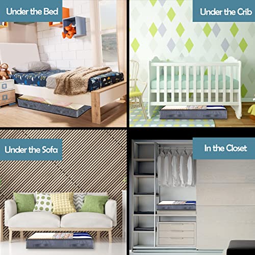 BRANDEGY Under Bed Storage Containers , 6 Pack Storage Bags – Sturdy Fabric, Clear Window and 4 Reinforced Handles – Underbed Storage Containers For Organizing Clothes, Bedding, Toys, Comforter, Towels And Pillows(Grey)