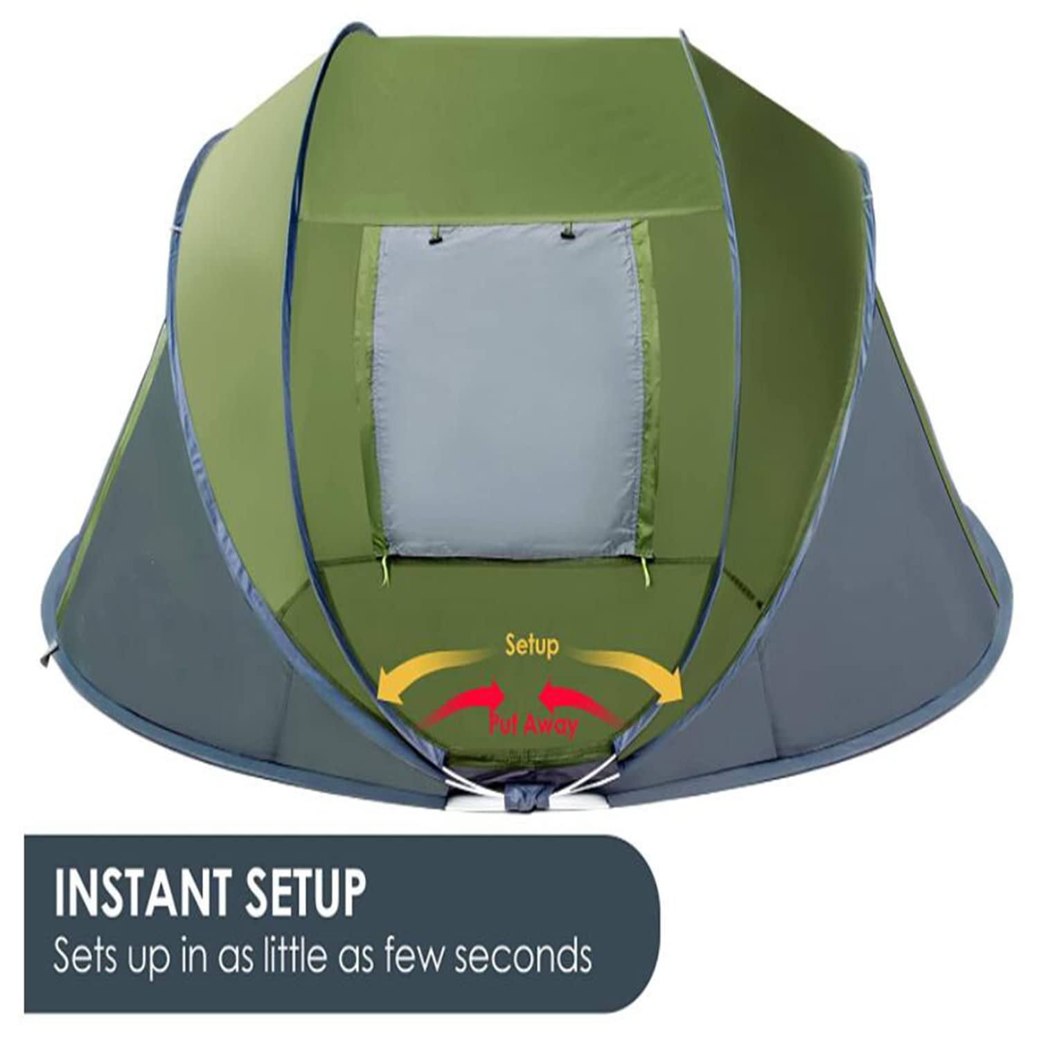 4 Person Easy Pop Up Tent Waterproof Automatic Setup 2 Doors-Instant Family Tents for Camping Hiking & Traveling