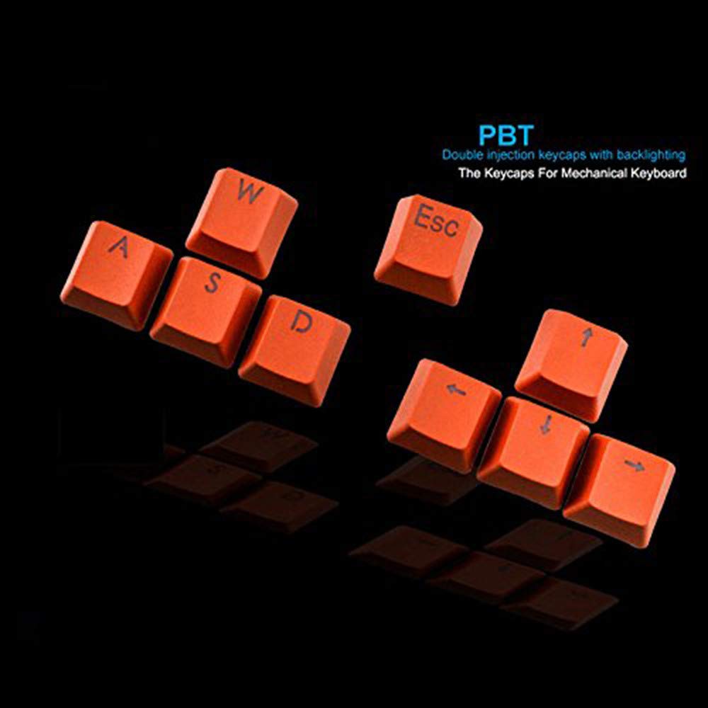 9 Keys PBT Backlit Keycaps, Replacement Key Cap Cover with Key Cap Puller, Orange Backlit Keycaps for Mechanical Gaming Keyboard (Only Sell Keycaps)