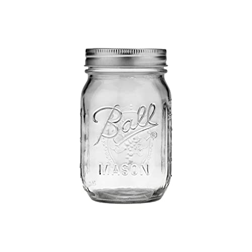Ball Regular Mouth Pint (16 oz.) Mason Jars with Lids and Bands, for Canning or Drinkware, 8 Count