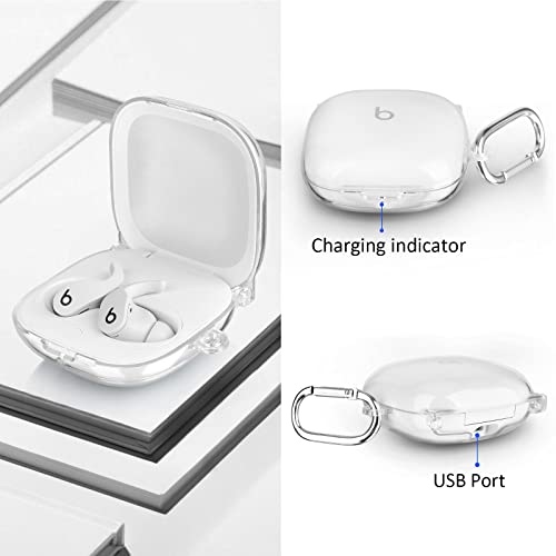 Beats Fit Pro Case Cover, Filoto Hard Case for Apple Beats Fit Pro 2021 Shockproof Protective Earbuds Case with Keychain Accessories for Men Women (Clear)