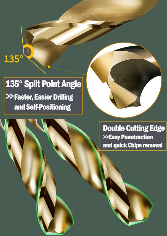 Cobalt Drill Bit 3/32 in. HSS Co M35 Jobber Length Twist Drill Steel Metal-10Pcs